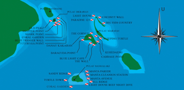 Derawan Islands Dive Sites Map | Joe's Scuba Shack